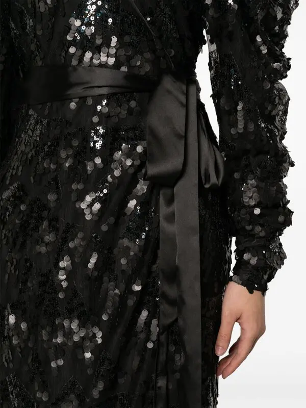 ROTATE BY BIRGER CHRISTENSEN Sequin Wrap Midi Dress