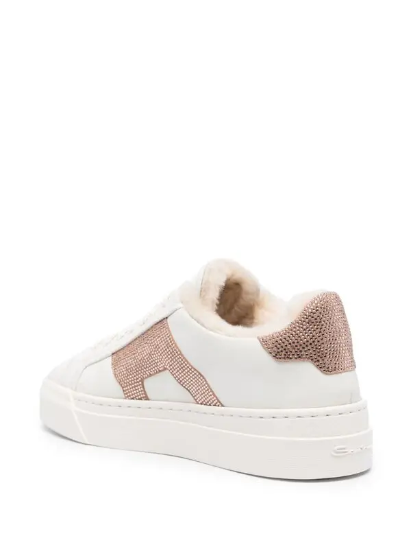 Santoni Rhinestone-embellished Leather Sneakers
