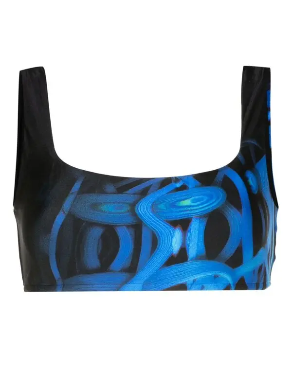 LENNY NIEMEYER Abstract-print Bikini Top - Blue