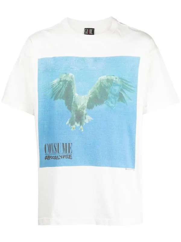 SAINT MXXXXXX Consume Graphic-print Cotton T-shirt - White