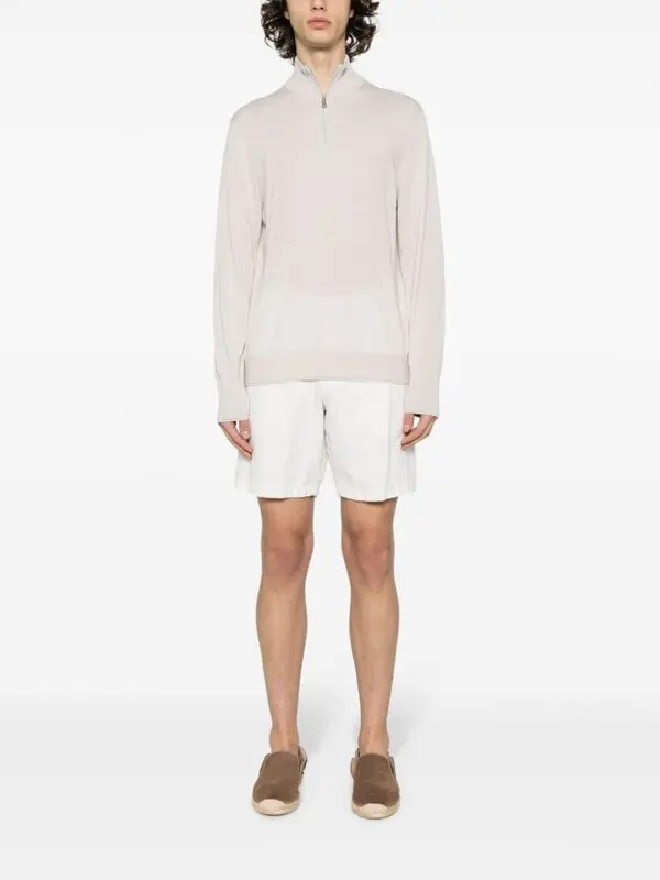 Eleventy Half-zip Wool Jumper - Neutrals