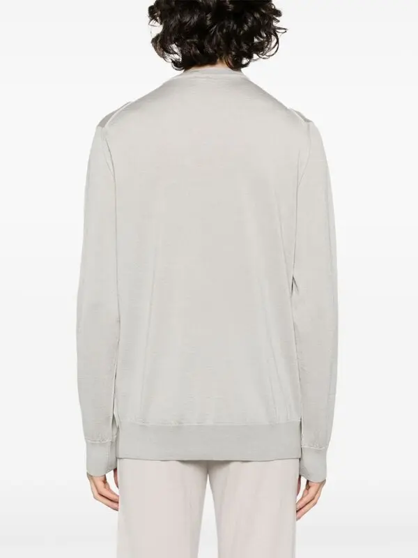 Eleventy Crew Neck Wool-blend Jumper - Grey