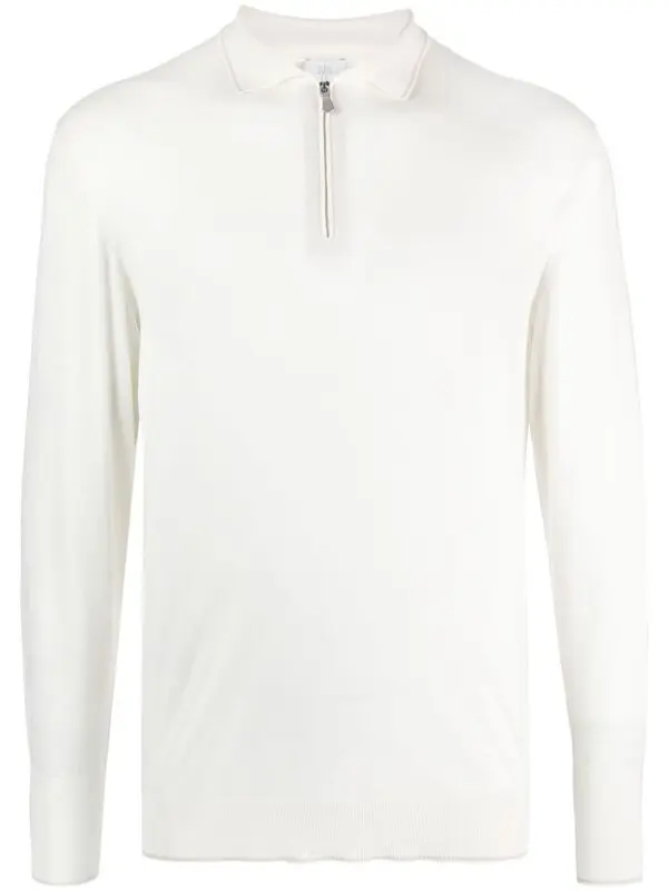 Eleventy Half-zip Wool Polo Shirt - White