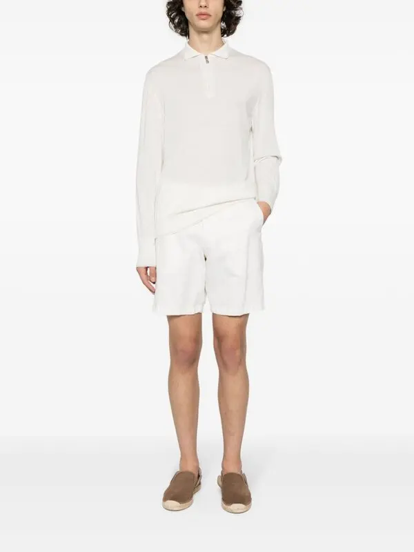 Eleventy Half-zip Wool Polo Shirt - White