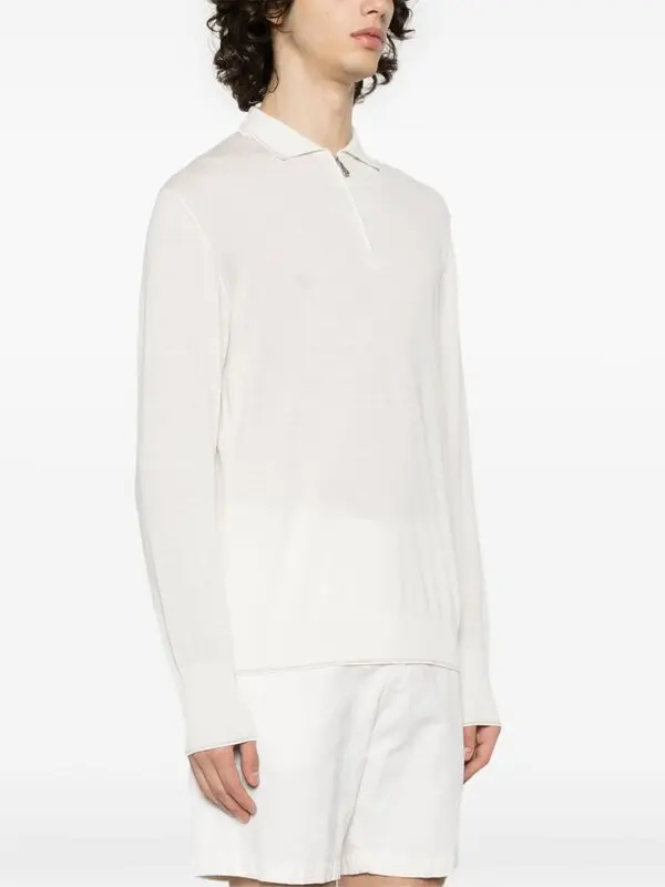 Eleventy Half-zip Wool Polo Shirt - White