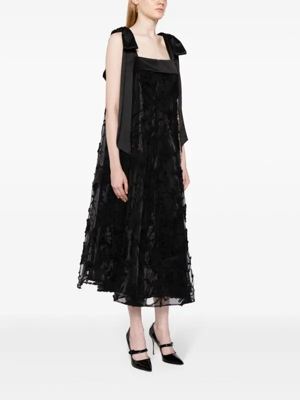 Aje Ursula Floral-Appliqu Organza Dress In Black - 50% Off | Editorialist