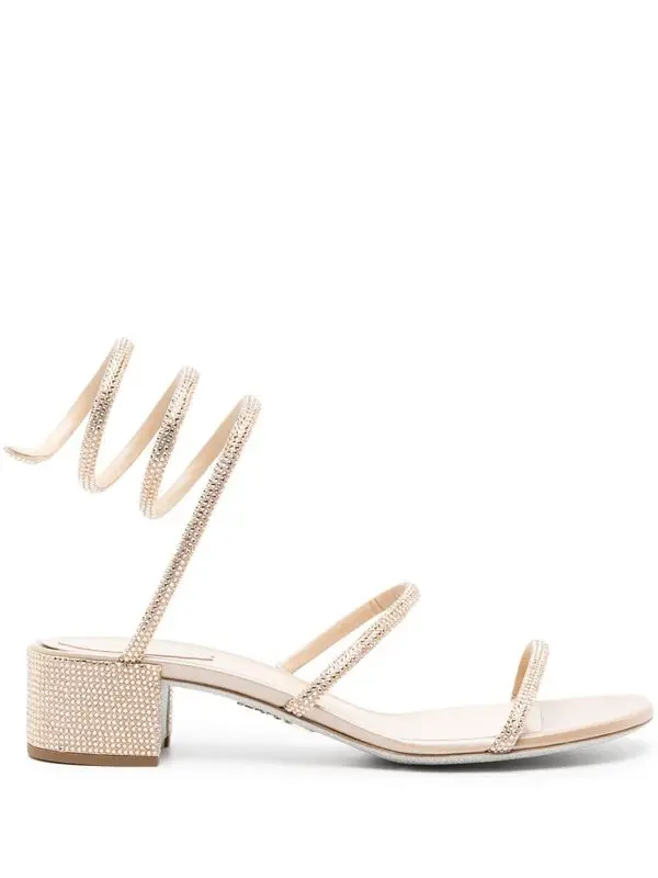 Rene Caovilla Cleo 40mm Crystal-embellished Sandals - Neutrals