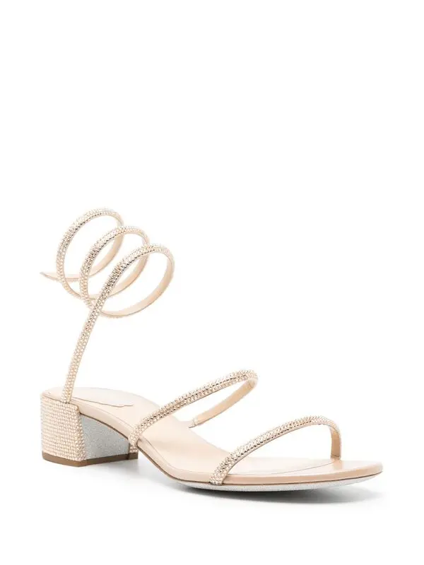 Rene Caovilla Cleo 40mm Crystal-embellished Sandals - Neutrals