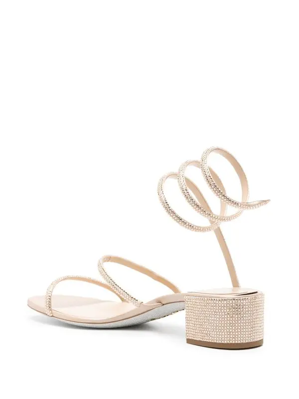 Rene Caovilla Cleo 40mm Crystal-embellished Sandals - Neutrals