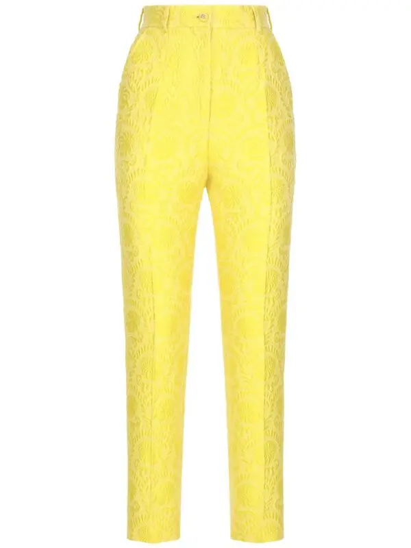 Dolce & Gabbana Floral Jacquard Tailored Trousers - Yellow