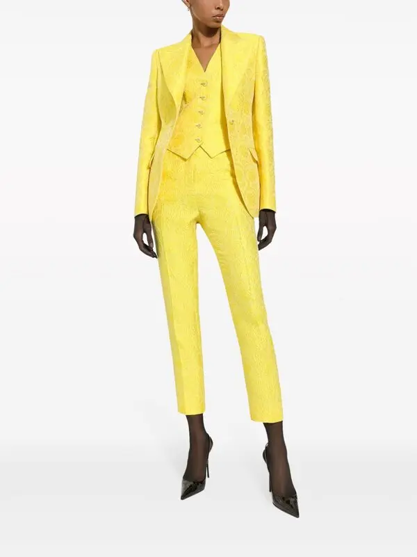 Dolce & Gabbana Floral Jacquard Tailored Trousers - Yellow