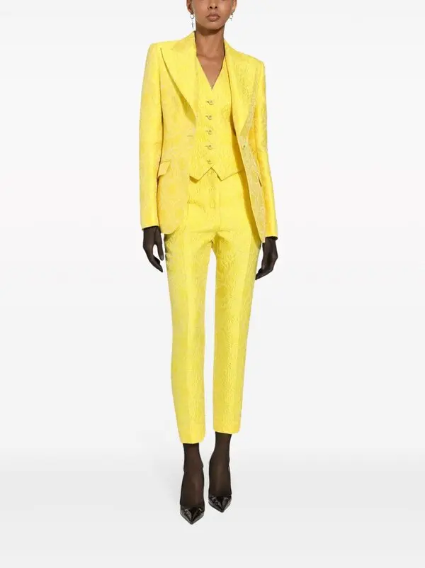 Dolce & Gabbana Floral Jacquard Tailored Trousers - Yellow