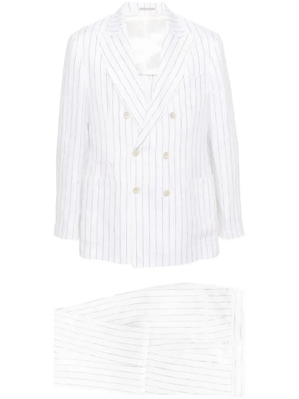 Brunello Cucinelli Double-breasted Linen Suit - White