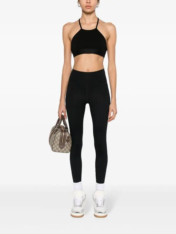 Gucci Interlocking G Ribbed Cropped Top - Black