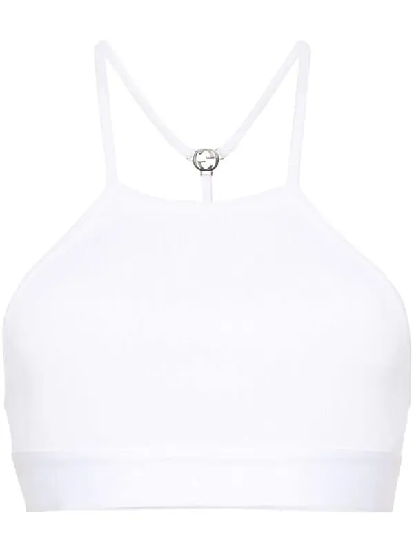 Gucci Interlocking G Ribbed Cropped Top - White