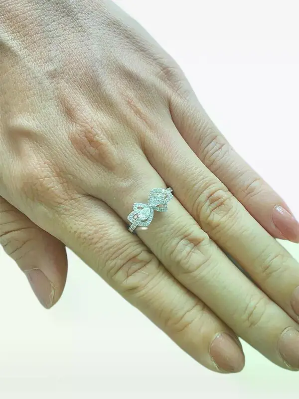 HYT JEWELRY Platinum Diamond Bow Ring