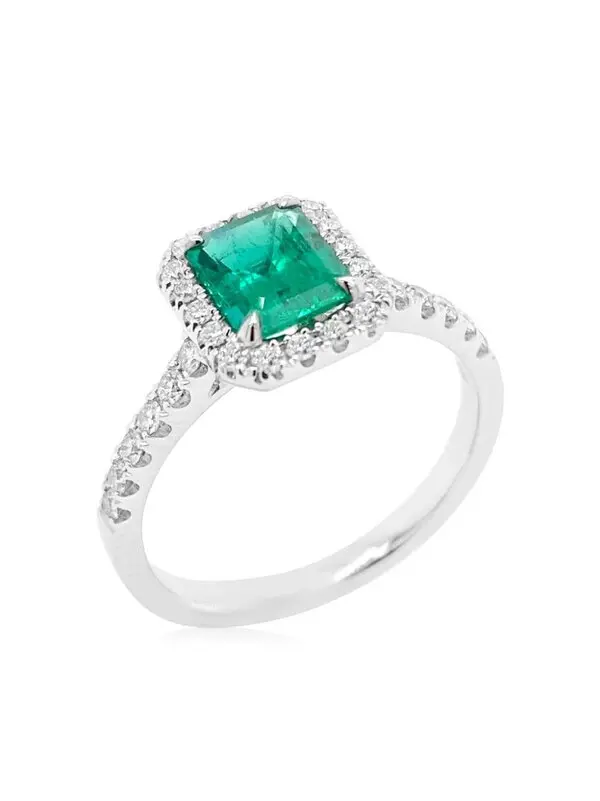 HYT JEWELRY Platinum, Diamond, And Emerald Ring - Silver