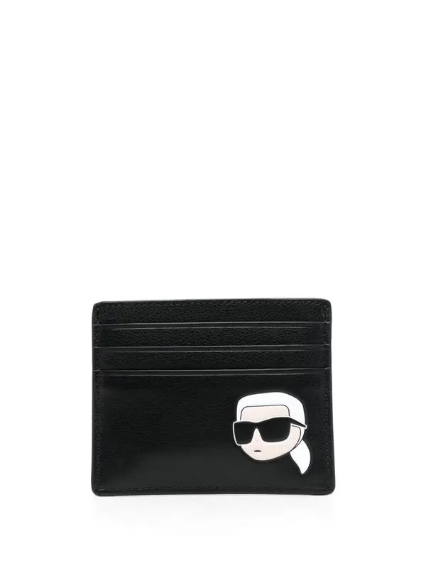Karl Lagerfeld Ikon Leather Card Holder - Black