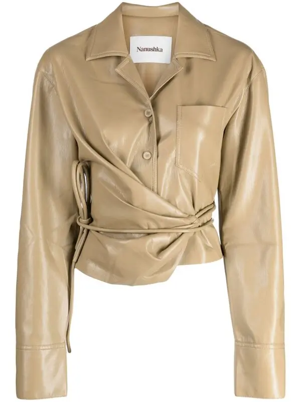 Nanushka Merano Cropped Shirt - Neutrals