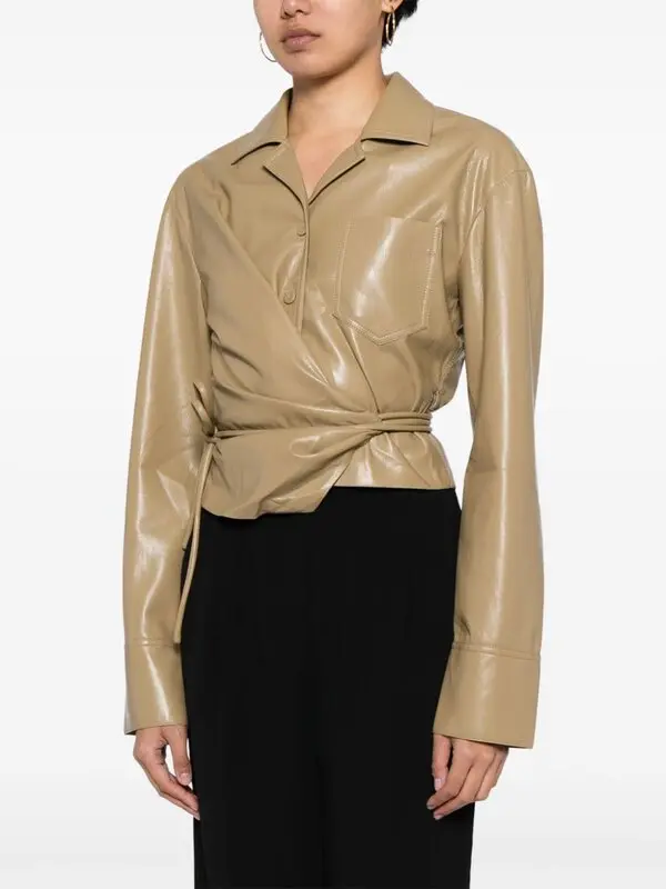 Nanushka Merano Cropped Shirt - Neutrals