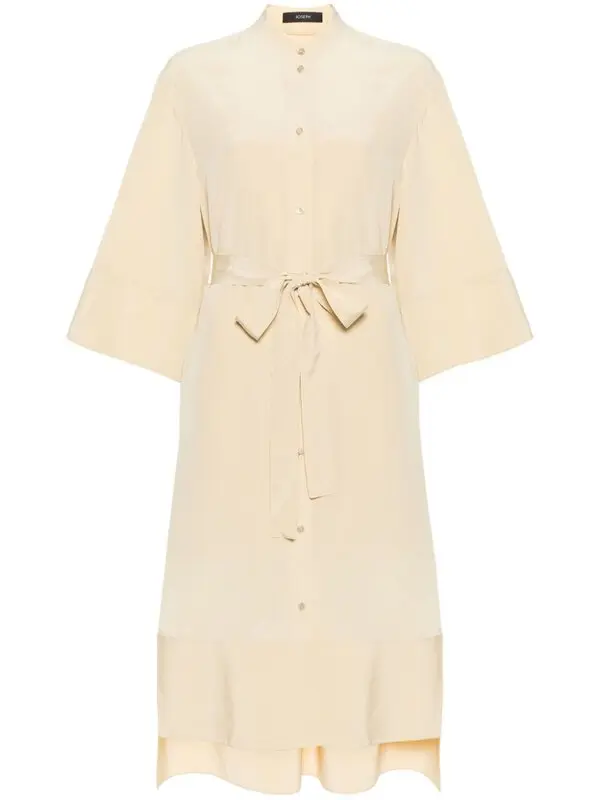 JOSEPH Collarless Silk Dress - Neutrals