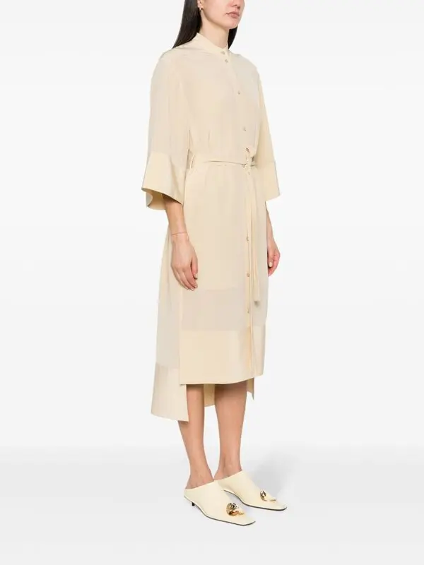 JOSEPH Collarless Silk Dress - Neutrals