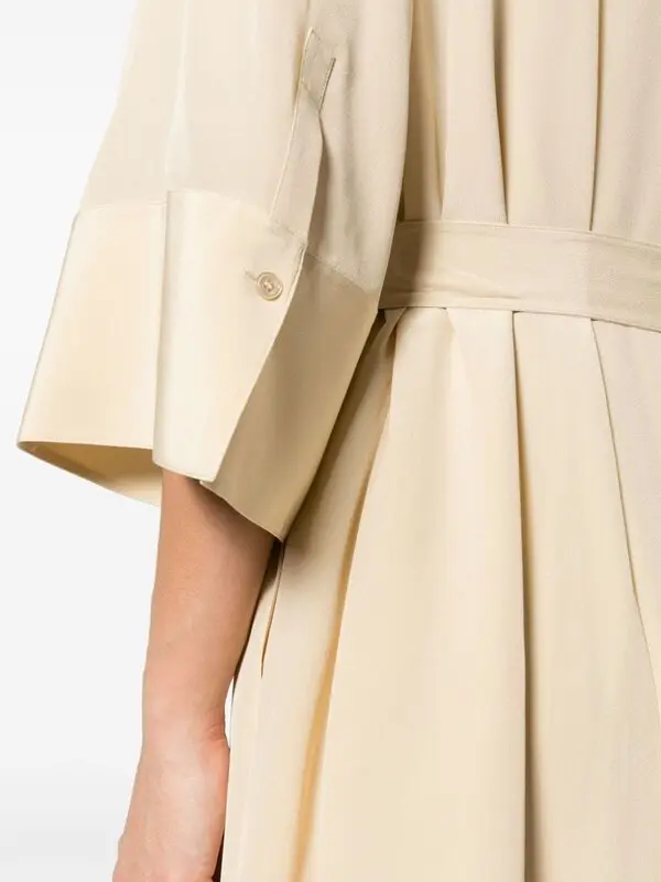 JOSEPH Collarless Silk Dress - Neutrals