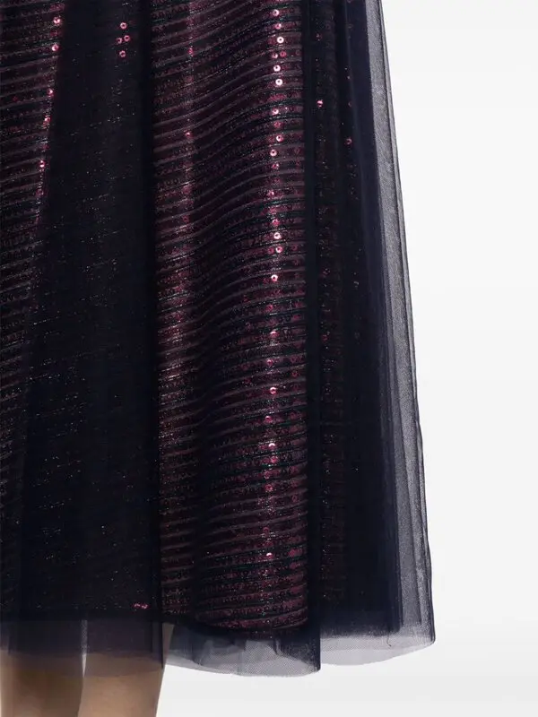 Talbot Runhof Bayadere Sequined Midi Skirt