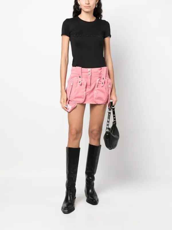 Blumarine Logo-embellished Cotton T-shirt - Black