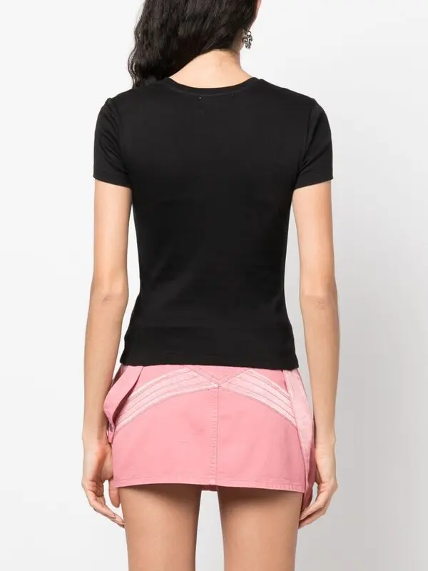 Blumarine Logo-embellished Cotton T-shirt - Black