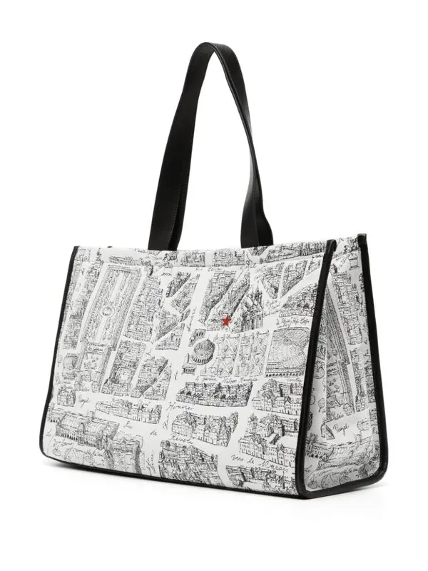 AGNES B. Map Of Paris Screen-print Tote Bag