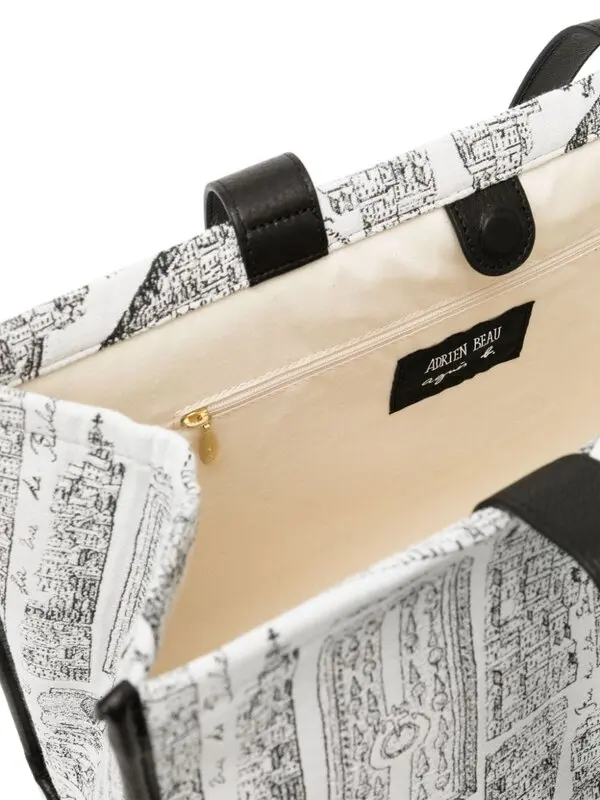 AGNES B. Map Of Paris Screen-print Tote Bag