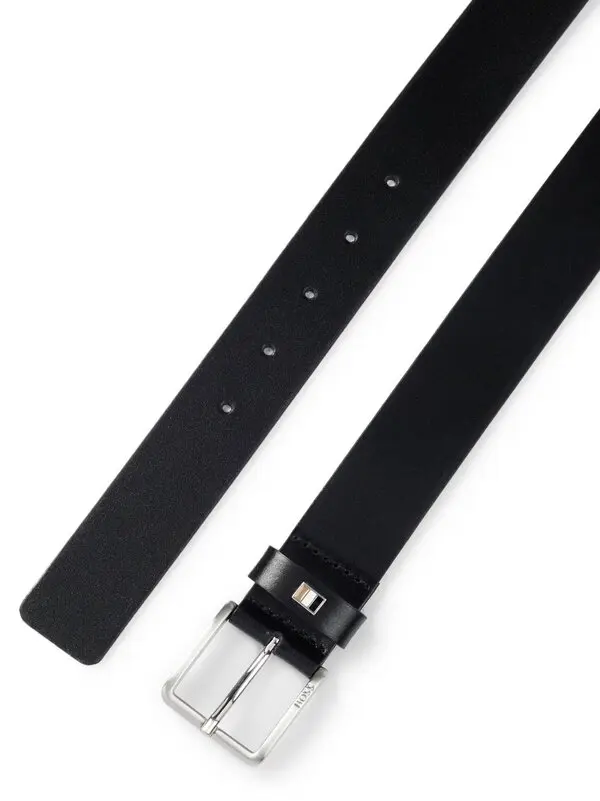 BOSS Logo-plaque Leather Belt - Black