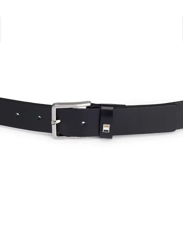 BOSS Logo-plaque Leather Belt - Black