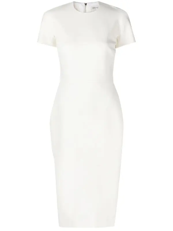 Victoria Beckham Twill Midi Dress - Neutrals