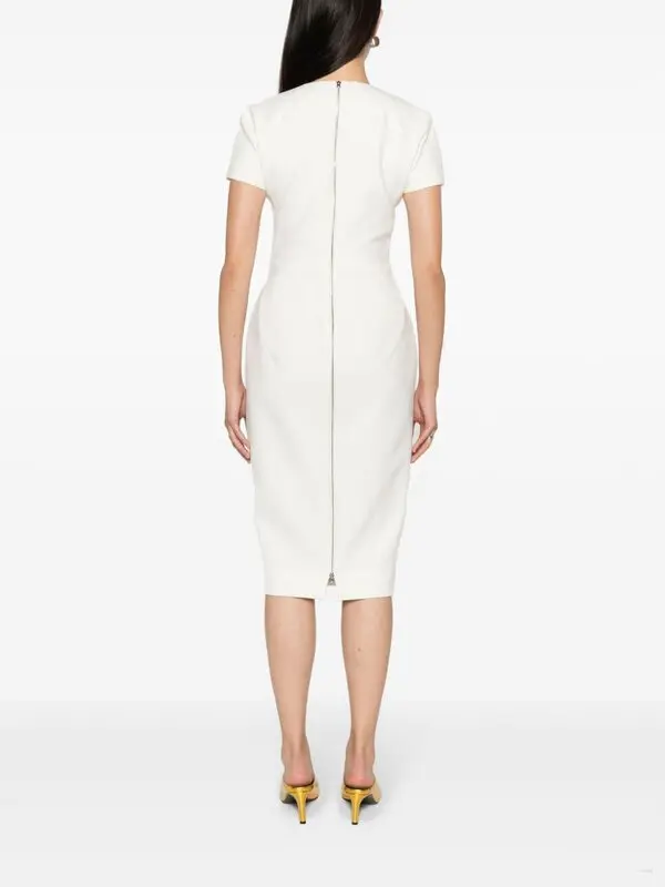 Victoria Beckham Twill Midi Dress - Neutrals