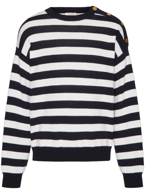 Valentino Garavani Striped Crew-neck Jumper - Black