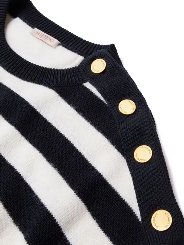 Valentino Garavani Striped Crew-neck Jumper - Black