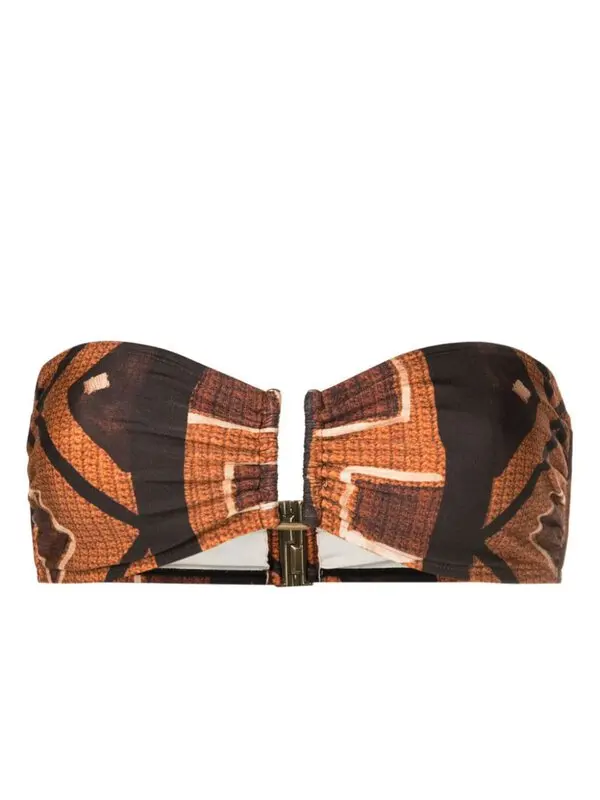 LENNY NIEMEYER Rita Geometric-print Bandeau Bikini Top - Brown