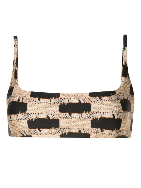LENNY NIEMEYER Trompe L'oeil-print Bralette Bikini Top - Black