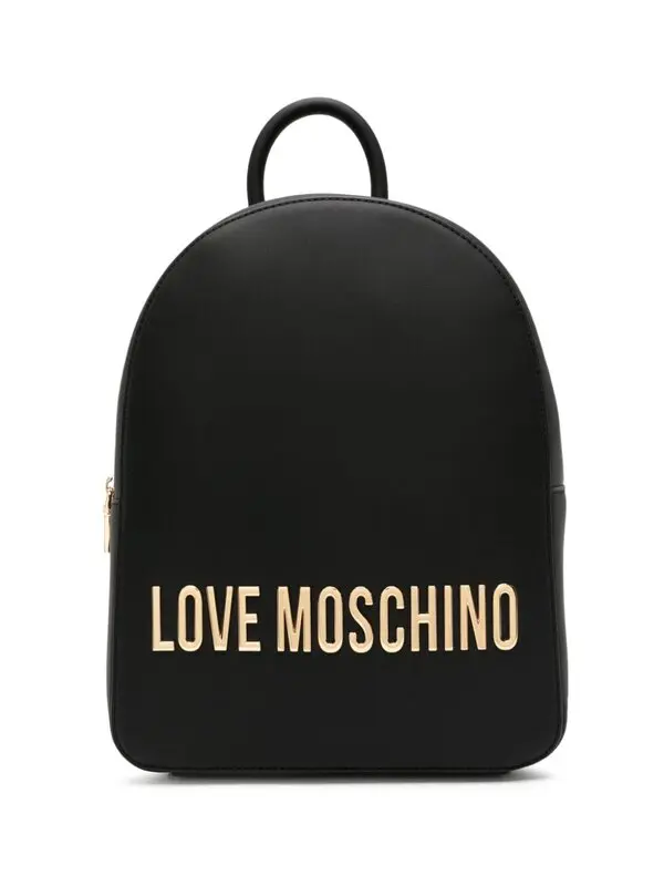 Moschino Logo-plaque Leather Backpack - Black
