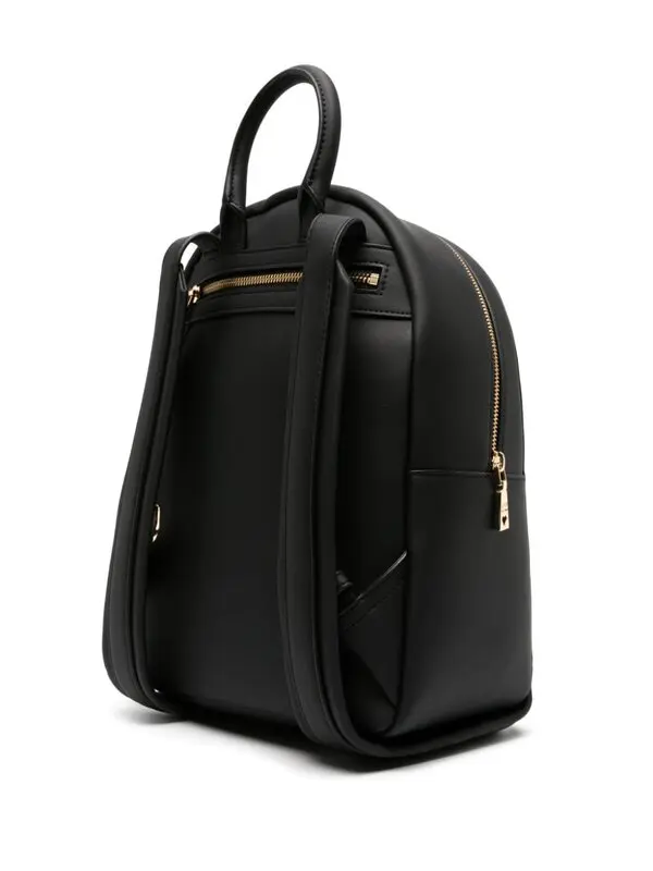 Moschino Logo-plaque Leather Backpack - Black