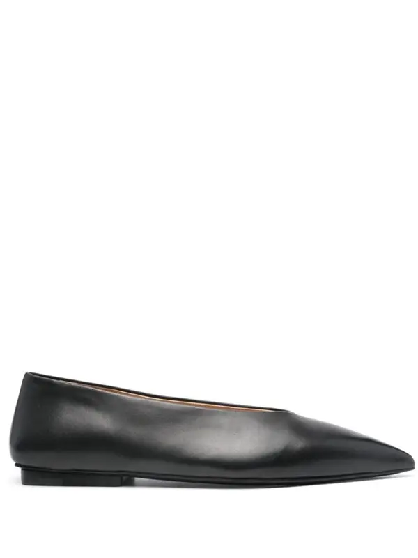 Marsèll Ago Pointed-toe Leather Ballet Flats - Black