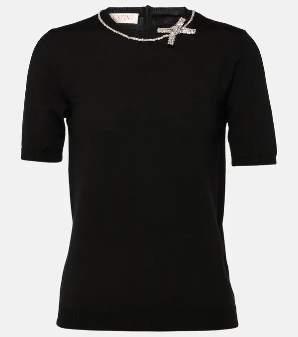 Valentino Garavani Embellished Virgin Wool Top