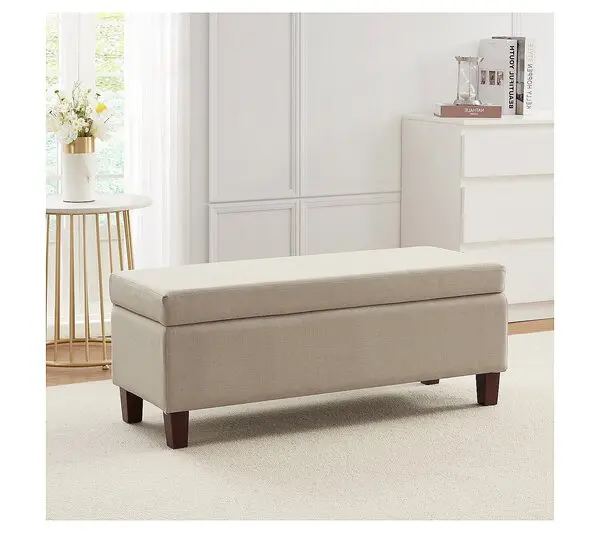 ORNAVO HOME Storage Ottoman Bench With Hinge Li D