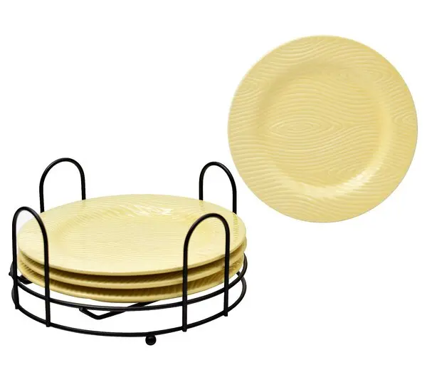 TEMP-TATIONS Woodland Set Of 8' Plates With Wire Rack - One-color