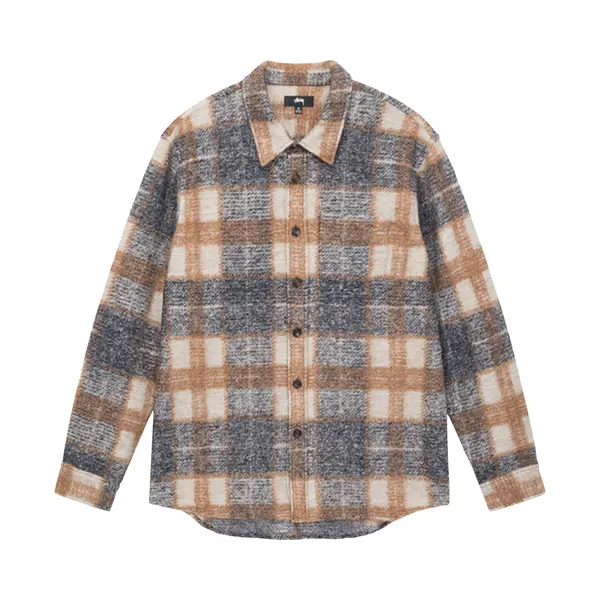 StÜssy Plaid Knit Shirt 'navy