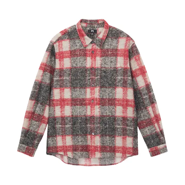 StÜssy Plaid Knit Button-down Shirt - Red