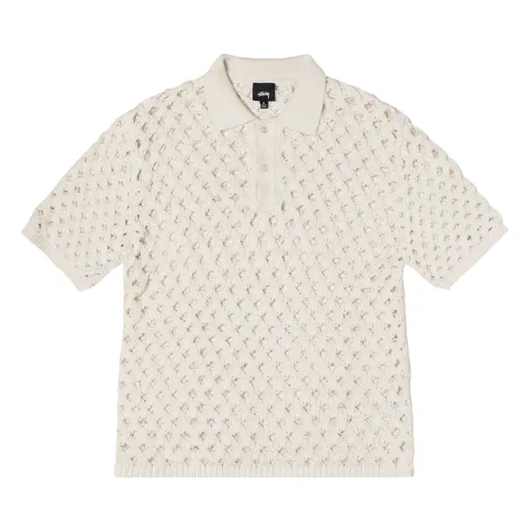 StÜssy Big Mesh Polo Sweater 'ivory - Cream