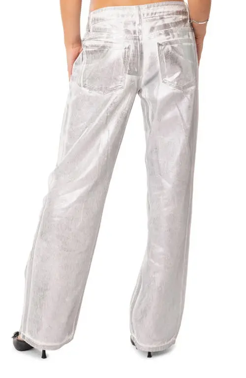 EDIKTED Jolene Metallic Straight Leg Jeans